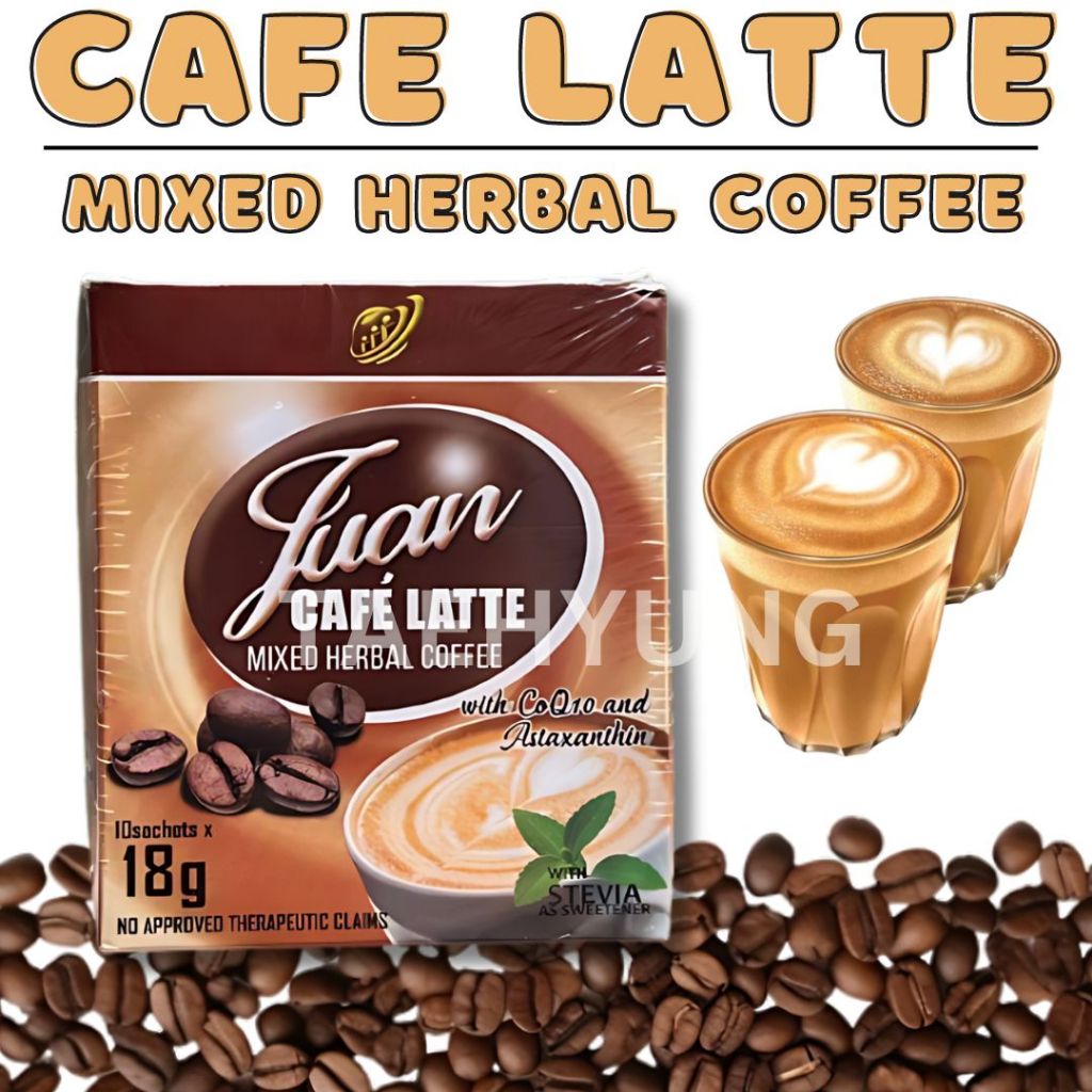 Juan Cafe Latte Mixed Herbal Coffee Drink 10 sachets x 18g CoQ10 ...