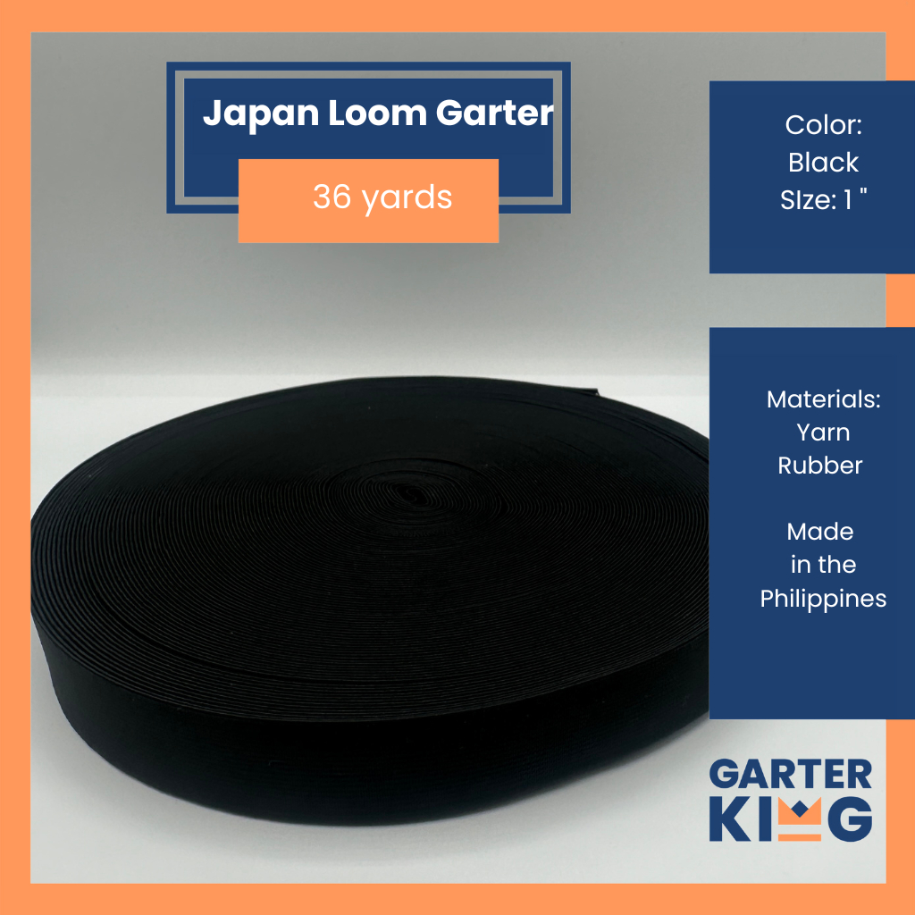 1 inch JAPAN GARTER / LOOM GARTER 36 YARDS PER ROLL BLACK (MAKAPAL ...