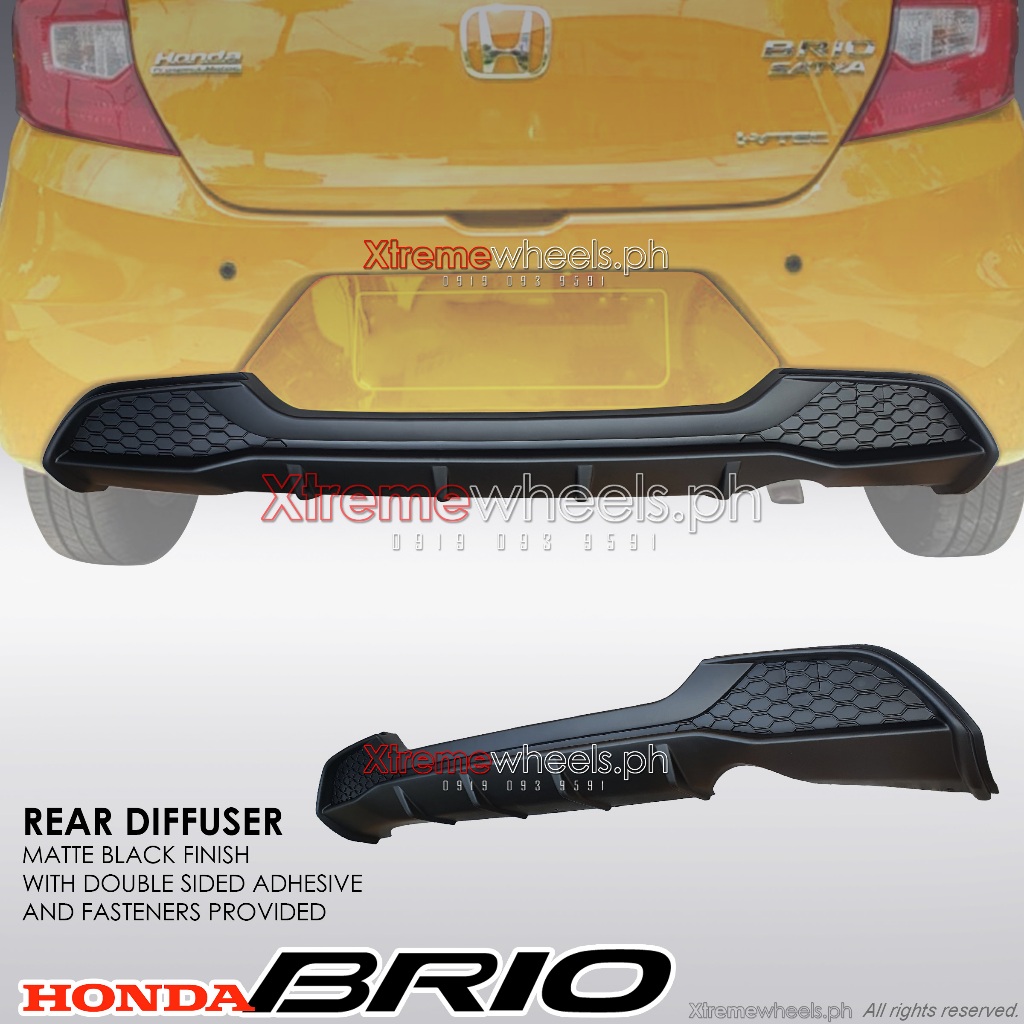 Honda Brio 2019 to 2024 Rear Bumper Diffuser Matte Black / Body Kits ...