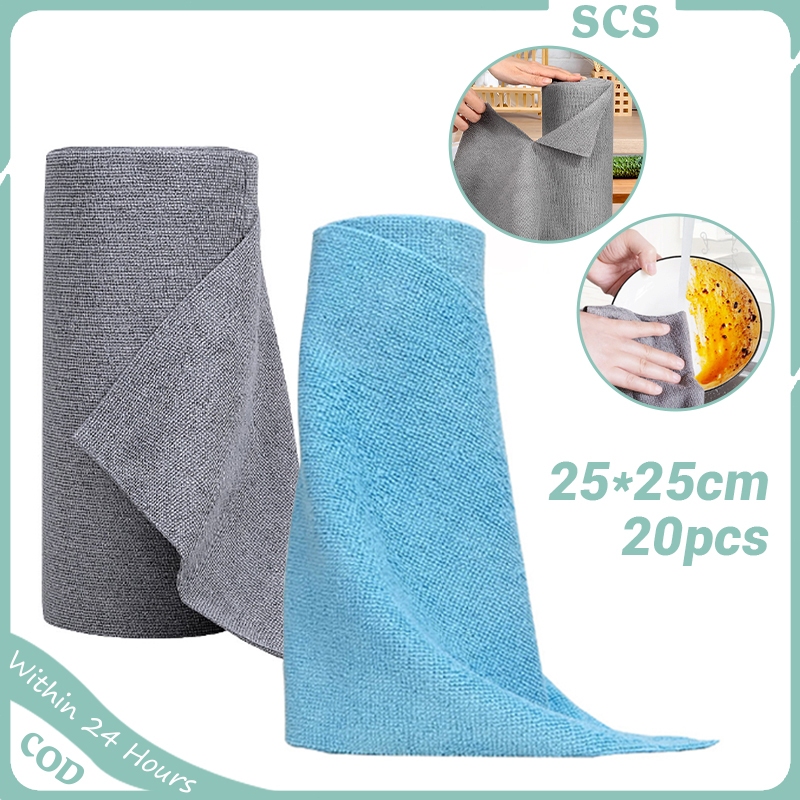 20pcs/Roll Microfiber Cleaning Cloth, Reusable Paper Towels Rolls，Lint ...