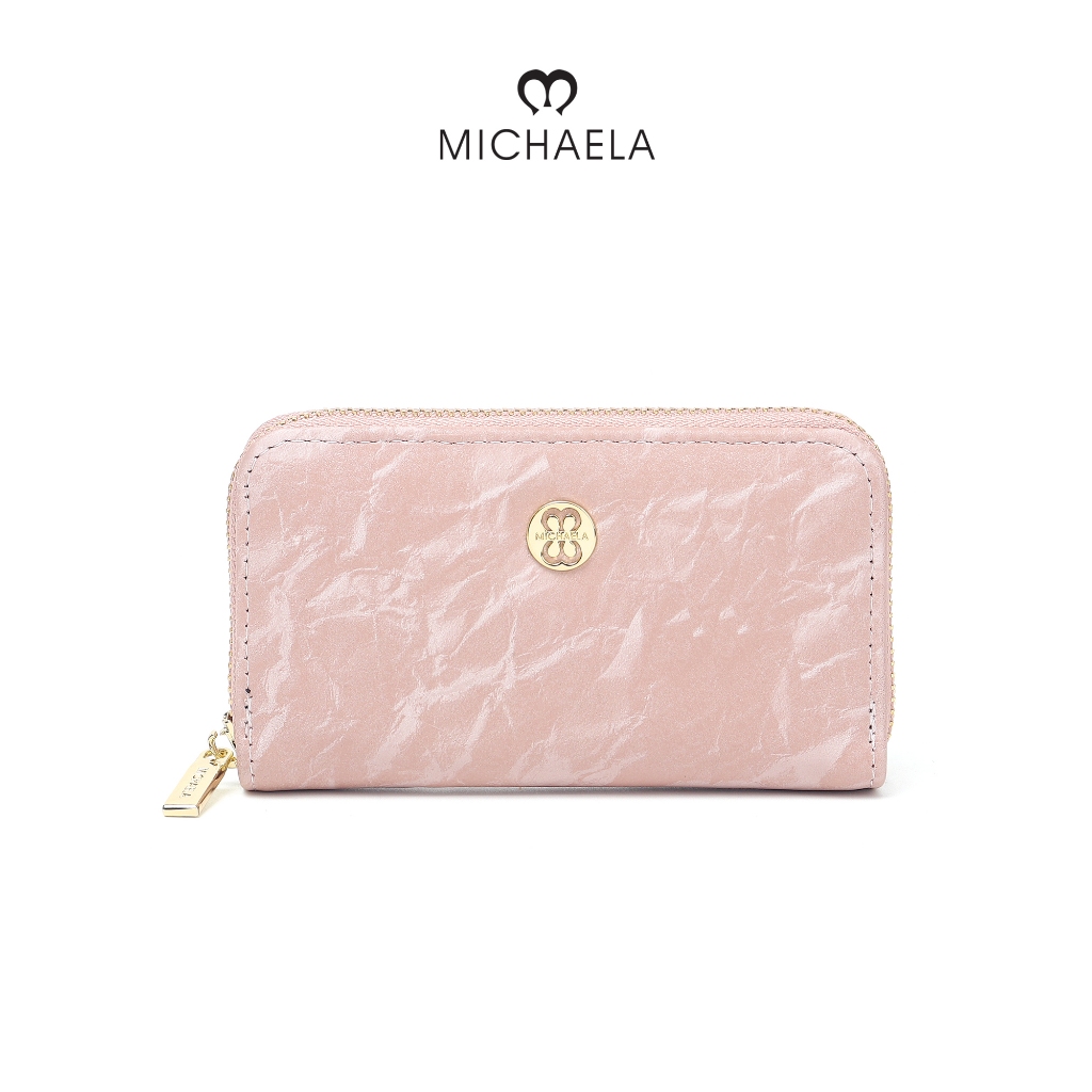 MICHAELA Silk Textured Short Wallet Multi-Pockets Spacious Compact Zip ...
