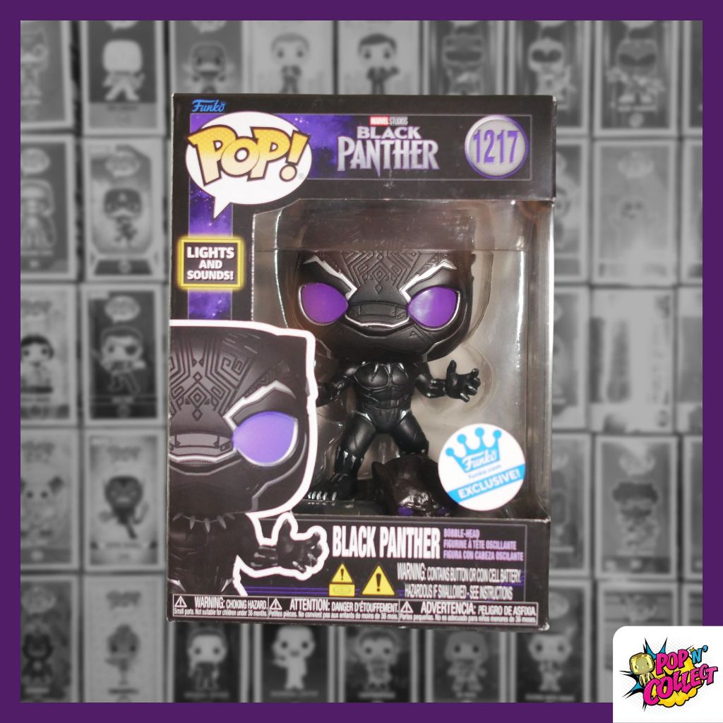 Funko Pop! Marvel - Black Panther 1217 Lights and Sounds w/ Free ...