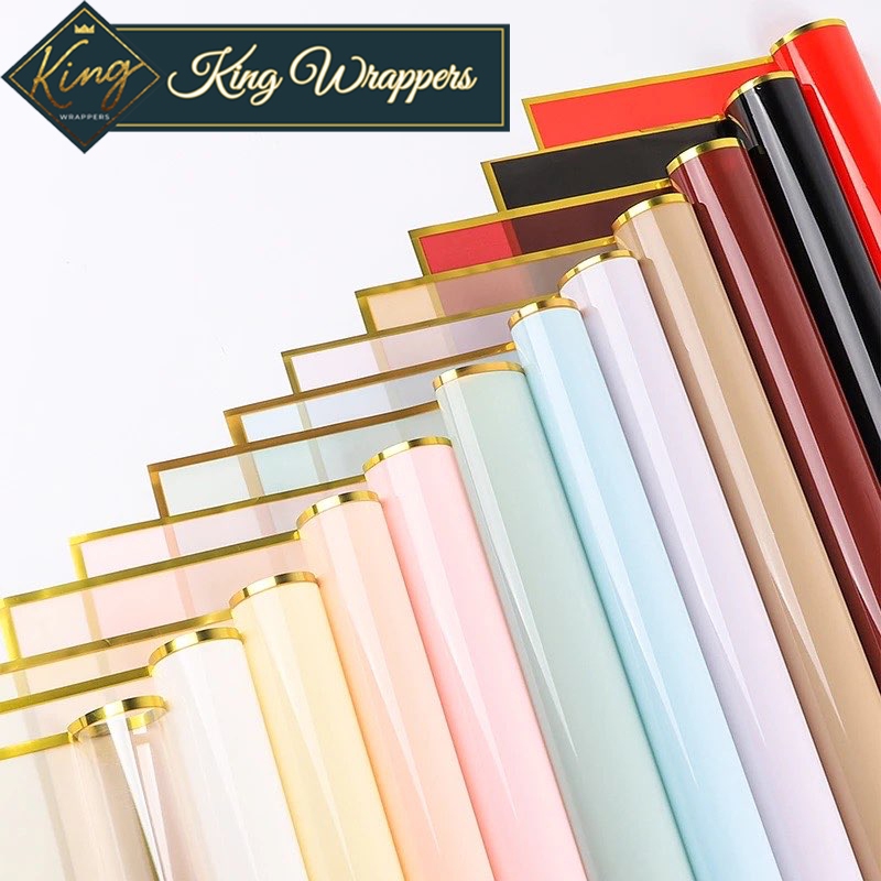 20pcs per pack Jelly Film Gold Border Flower Bouquet Wrapper Floral ...