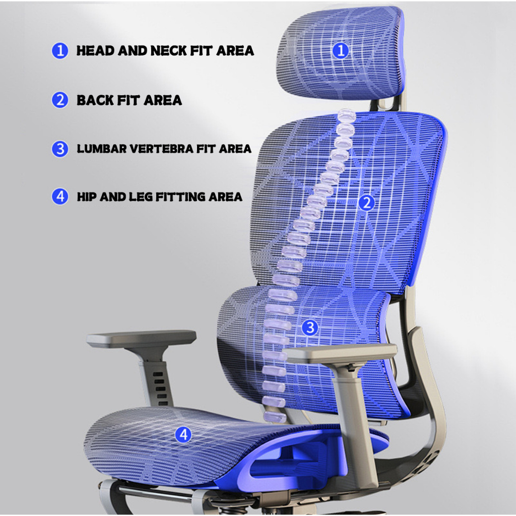 INPLAY EF100-G V2 Ergonomic Chair Adjustable Breathable Design Long ...