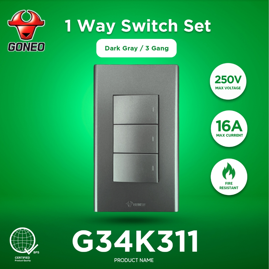 GONEO 3 Gang 1 Way Switch 16A with Super Touch-pad and Easy to Install ...