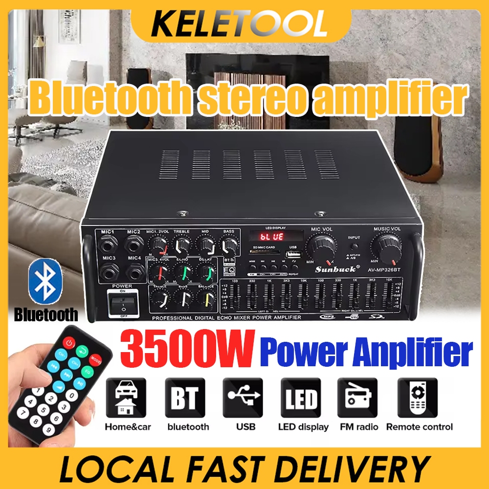 Wireless Bluetooth Stereo Amplifier 2000W Audio Power Amp HIFI 326BT ...