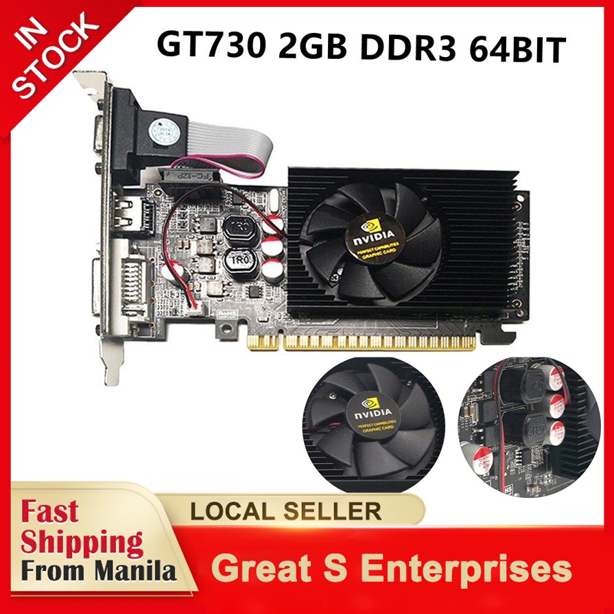 GSE Graphics Card GT730 2GB Graphics Card 64Bit GDDR3 GT 730 2G D3 Game Video Card | Shopee ...