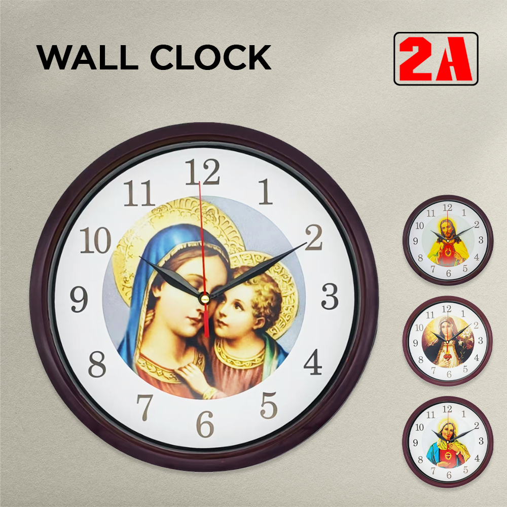 2A Wall Clock Religious Catholic Design Big Numbers Jesus Mary (AP4034N ...