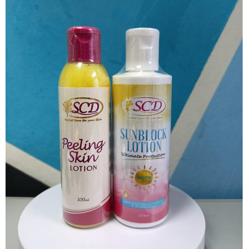 Duo Set SCD Skin Peeling Lotion 100ml + Sunblock Lotion 120ml | Shopee ...