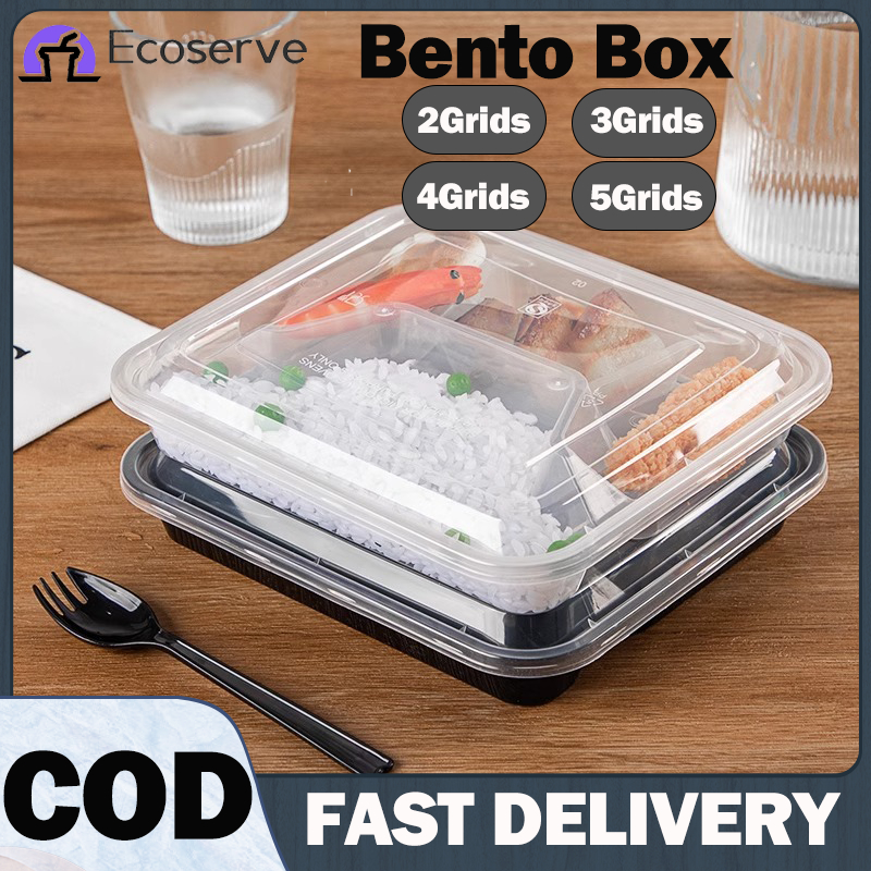 Ecoserve 10/30pcs Bento Box Tray With Plastic Lid Microwavable Food Box ...