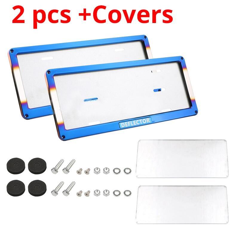 2Pcs Car Plate Number Plating Blue Stainless Steel Car Plate Frame ...