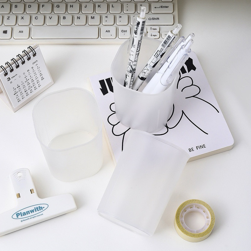 Matte Pen Holder Square Pencil Holder Multi-function Desk Top Organizer ...