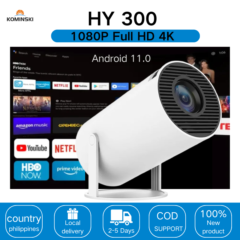 HY300 Mini Projector with WiFi and Bluetooth 1080P Full HD 4K 8000 ...