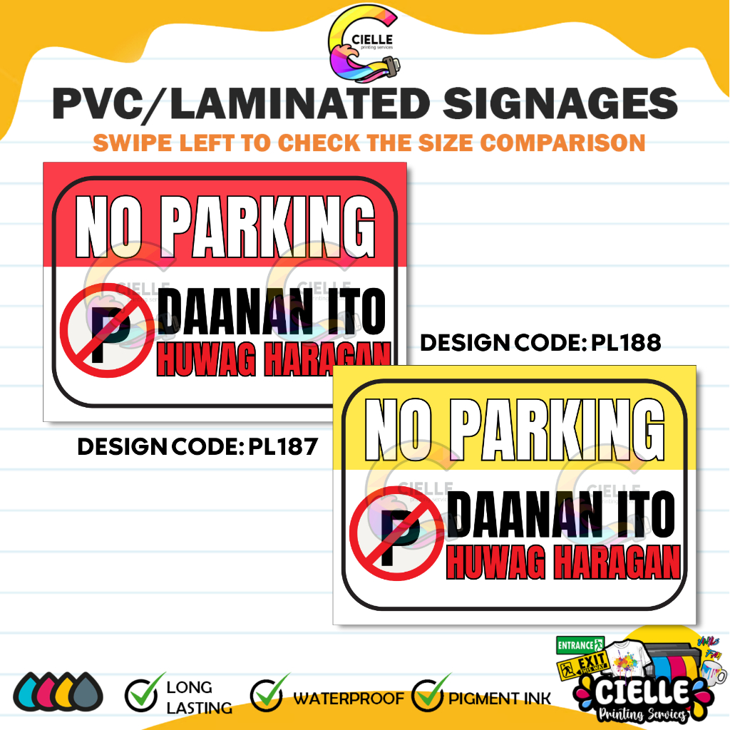 PVC/LAMINATED/STICKER SIGNAGES (PL187&PL188) - NO PARKING - HUWAG ...
