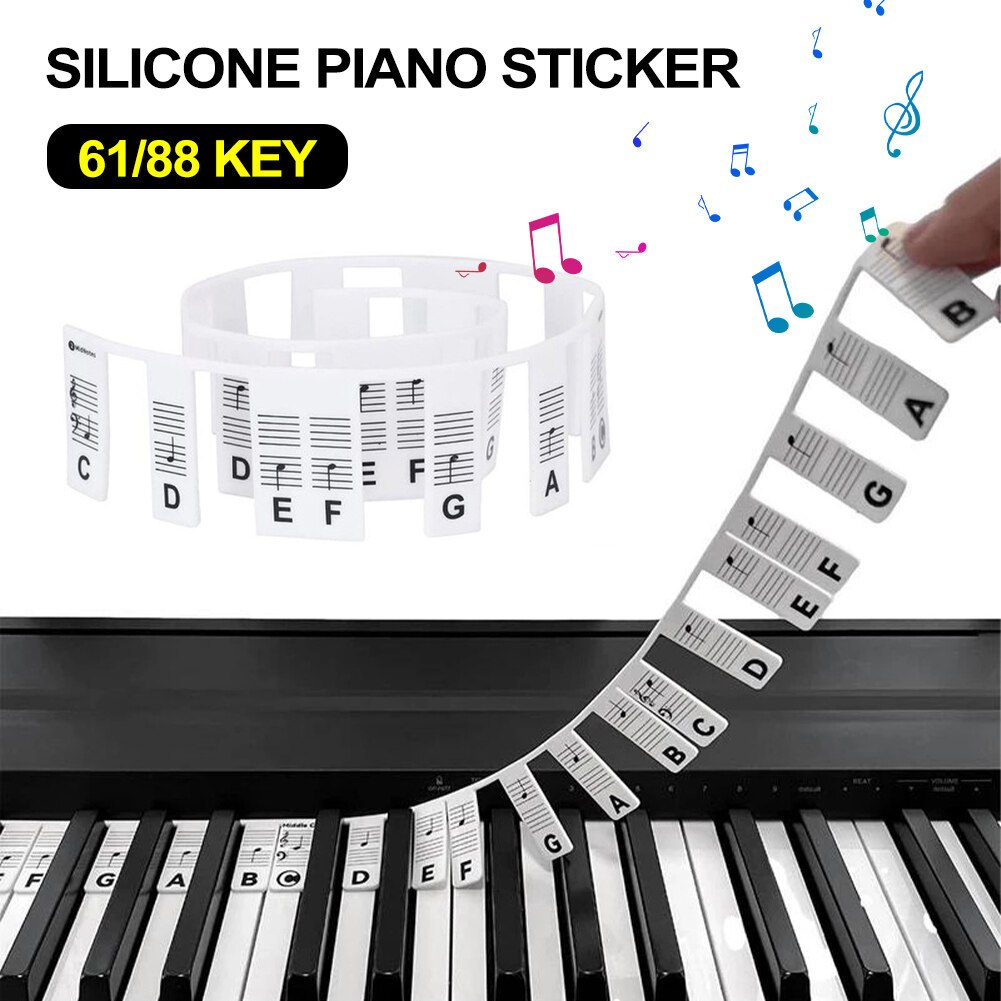 61/88 Keys Removable Piano Keyboard Note Labels 0.2mm Thickness ...