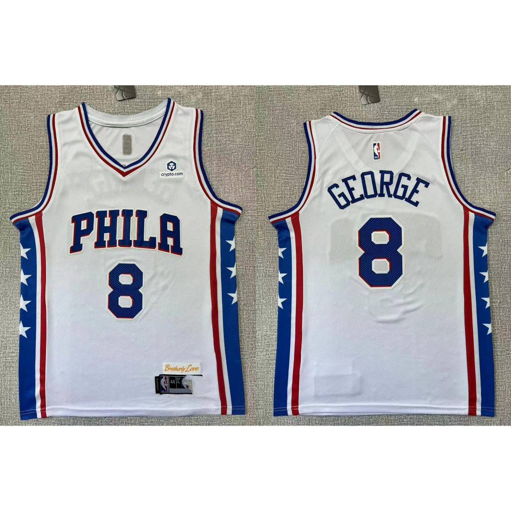 Men's Philadelphia 76ers Paul George #8 Fanatics White /blue Jersey ...
