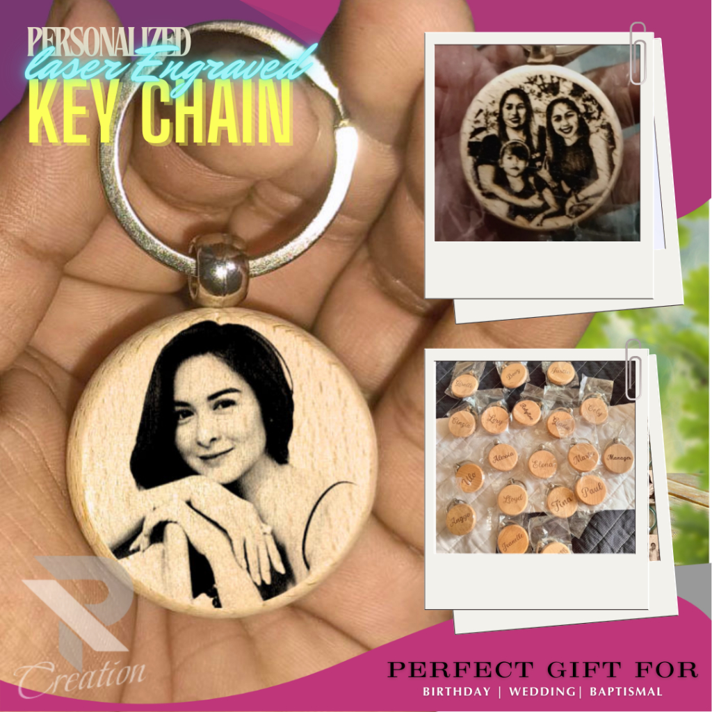 Personalize Wooden Keychain Souvenir Laser Engraved Gift for Wedding ...