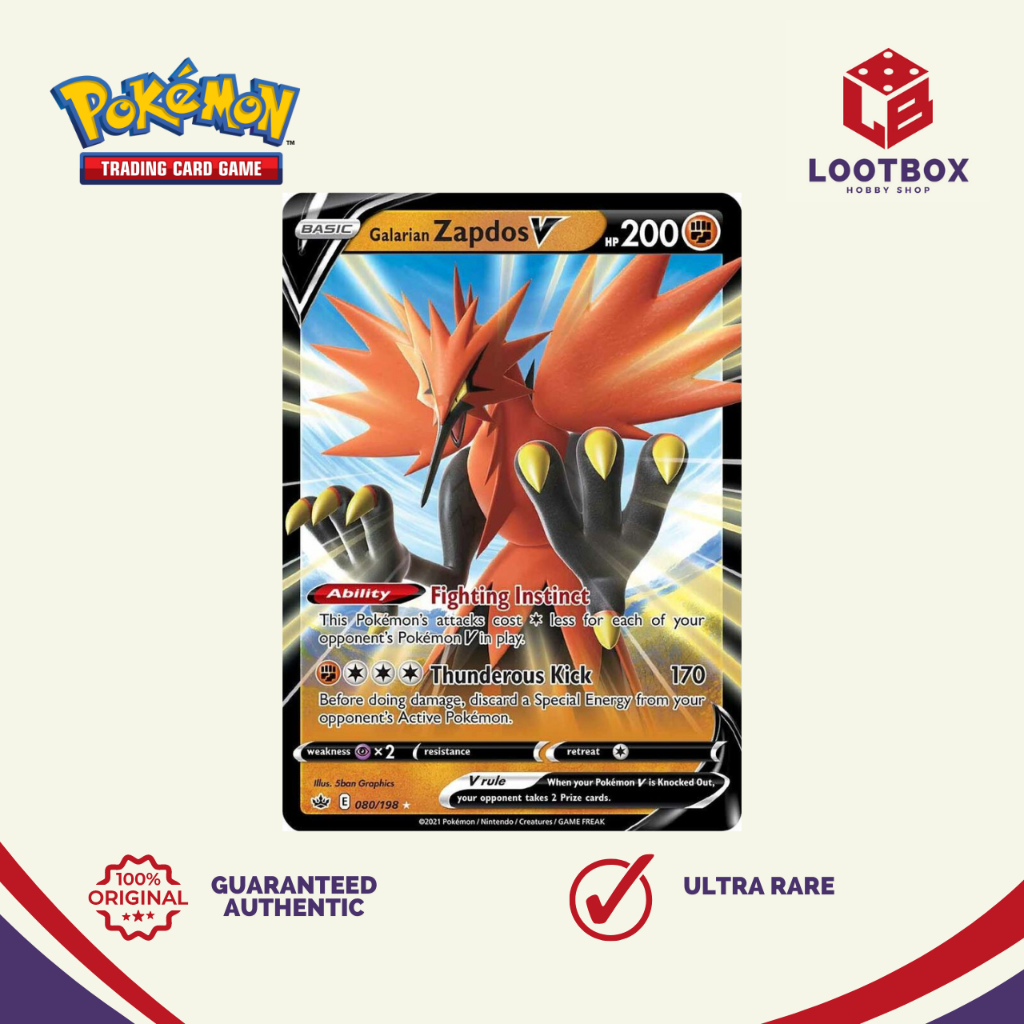 Pokemon Card Game: Galarian Zapdos V (Ultra Rare) - Chilling Reign ...