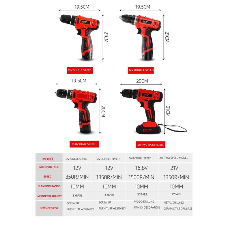 Cordless drillLithium electric drill rechargeable electric hand drill ...
