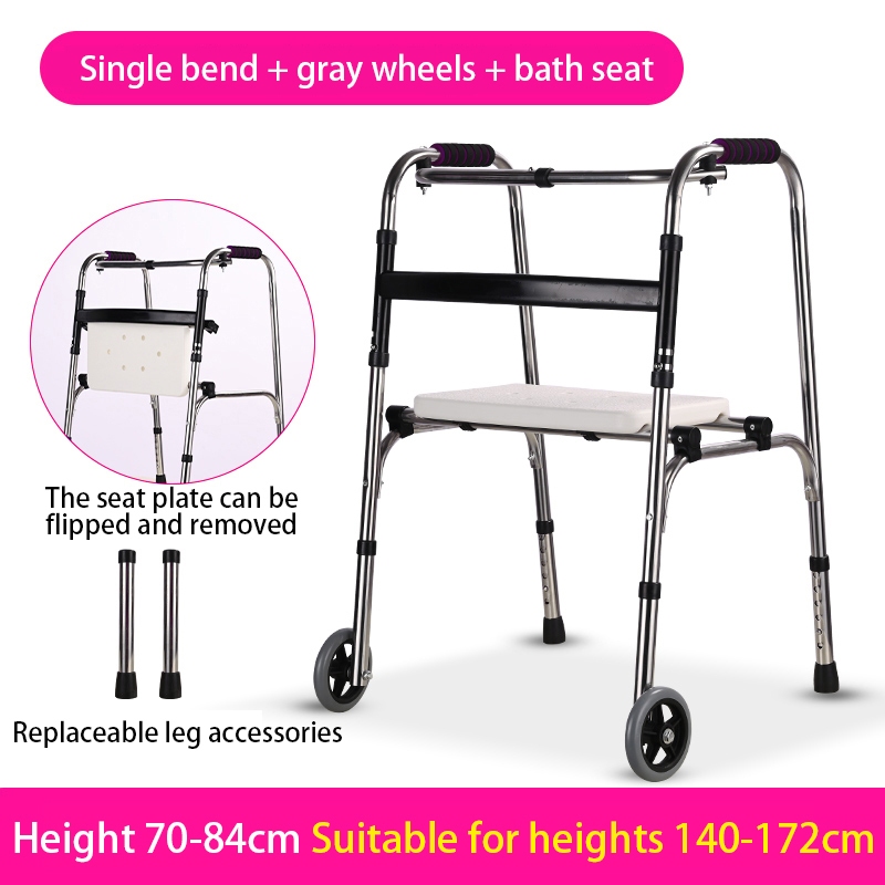 Walker for elderly With wheels and Seat Foldable Walking aids Stainless ...