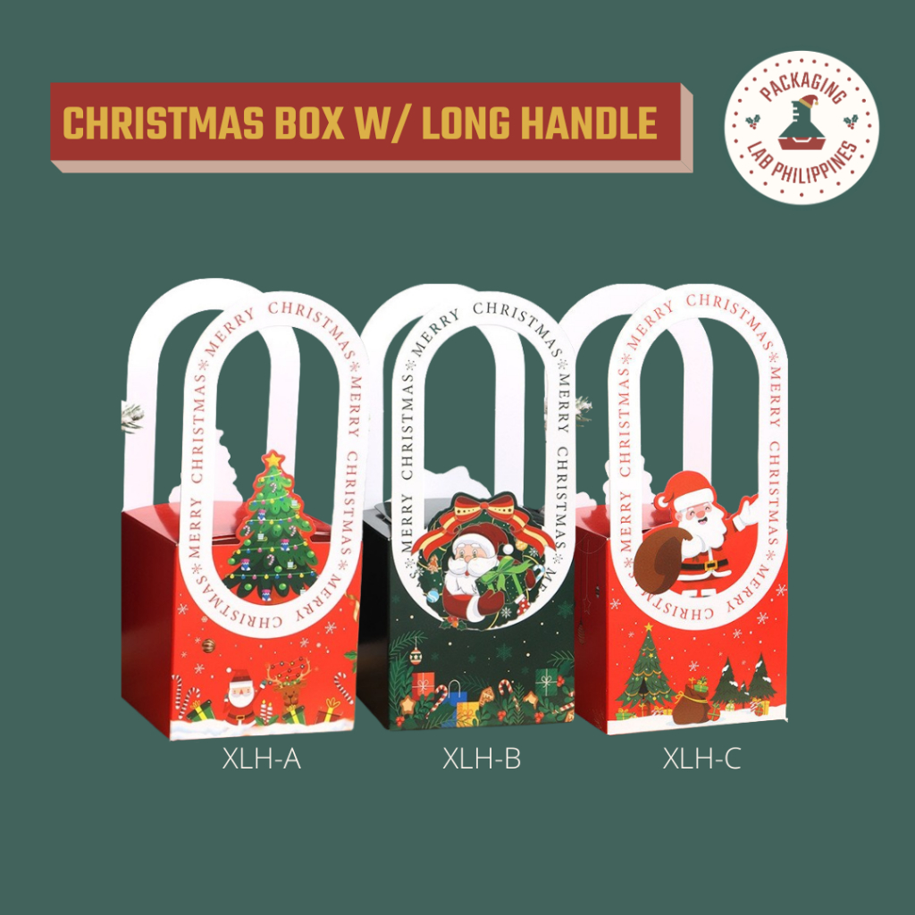 [10/50pcs] Christmas Giveaway Box with Long Handle Xmas Gift Box ...