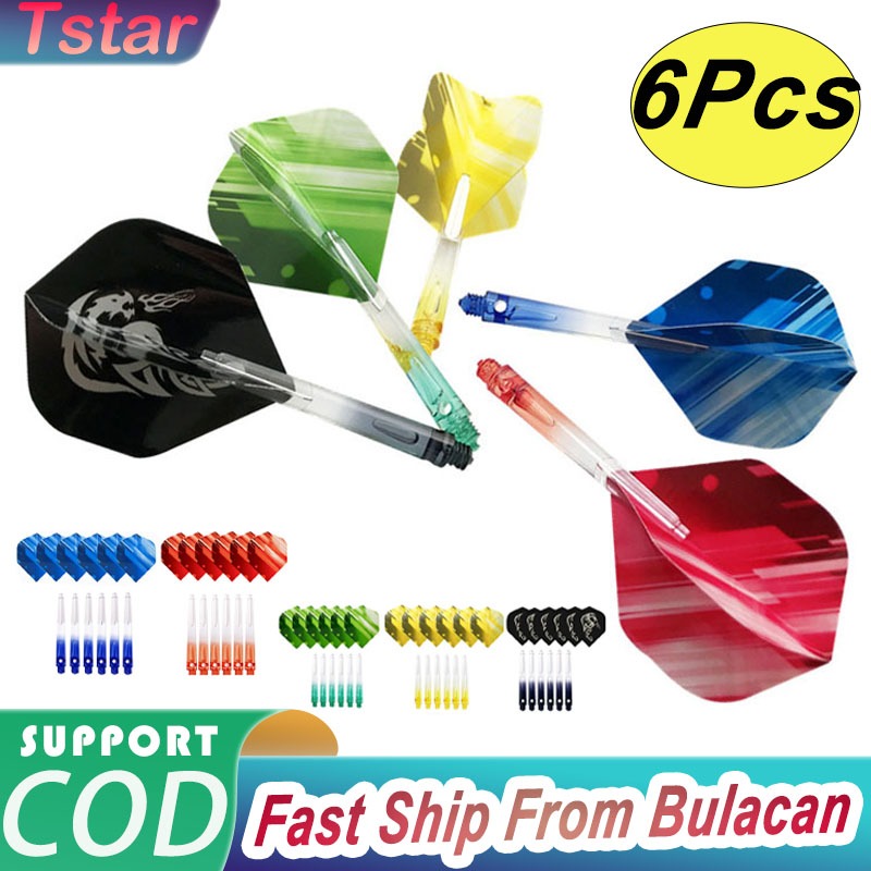 6Pcs Dart Flight and Shaft Dart Pin Shafts with Gradient Transparent ...