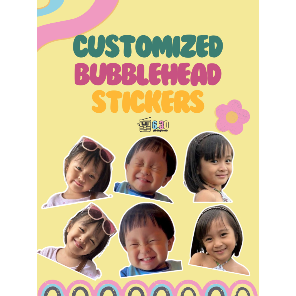 Customized Bubblehead Stickers 2x2 (Set of 4) | Shopee Philippines