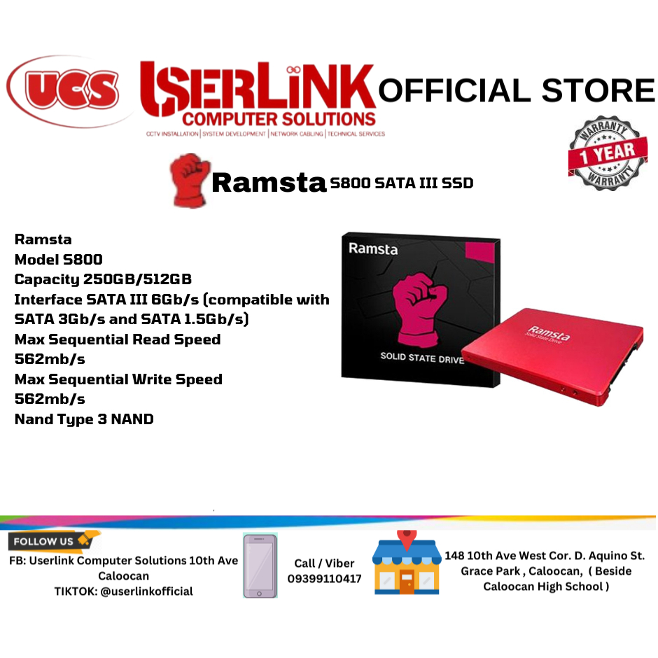 Ramsta S800 SATA III SSD 256GB/500GB | Shopee Philippines