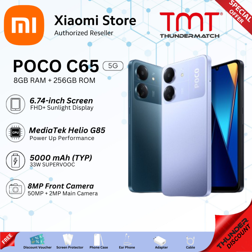 POCO C65 6+128GB/8+256GB 50MP AI Triple Camera Smooth 6.74" 90Hz Display Massive 5000mAh Battery ...