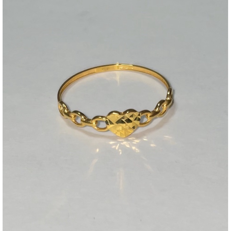 PAWNABLE 18K Saudi Gold Lightweight Heart Dia Cut with Cadena Ring(Open ...