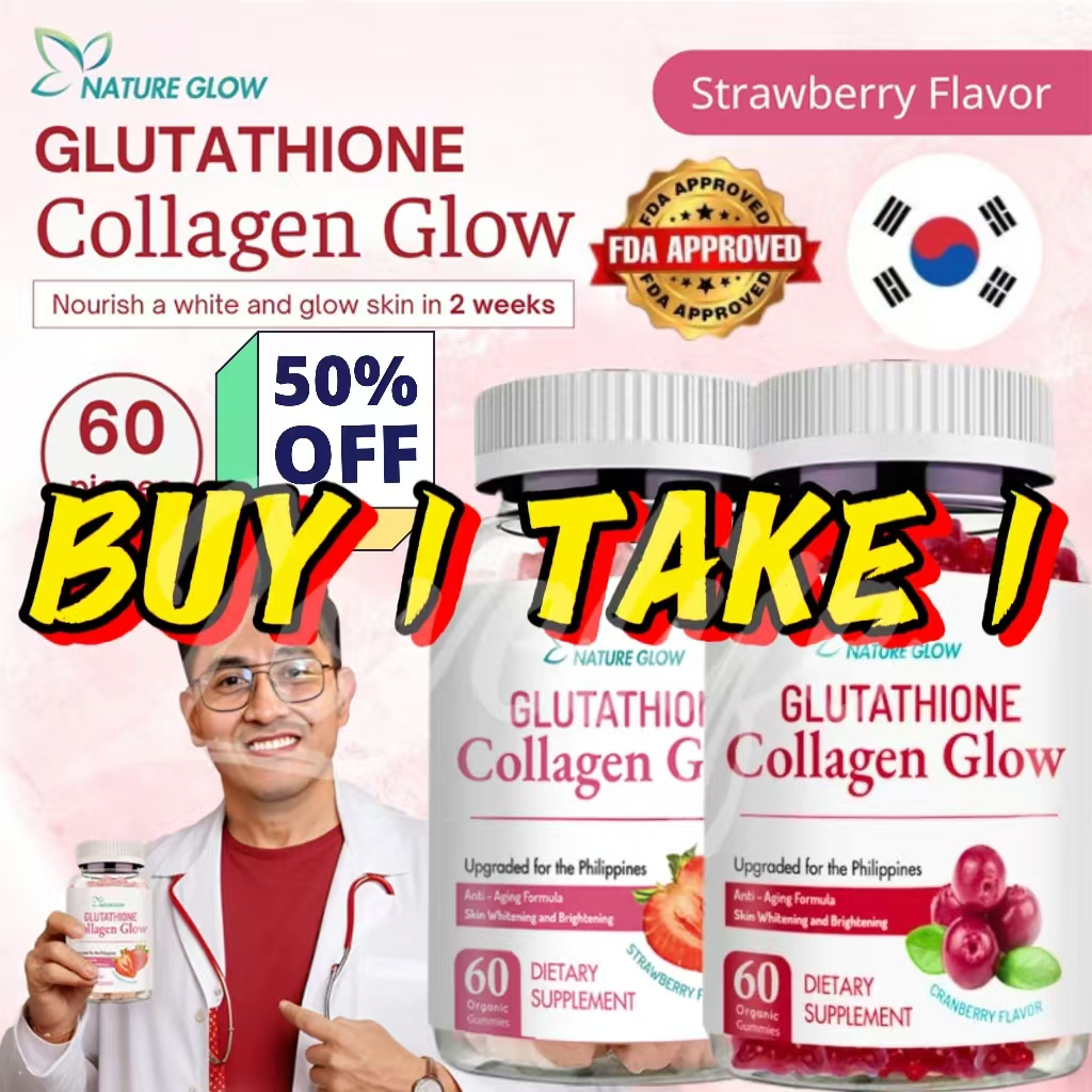 Original NATURE GLOW Glutathione Collagen Gummies 60pcs Whitening Skin ...