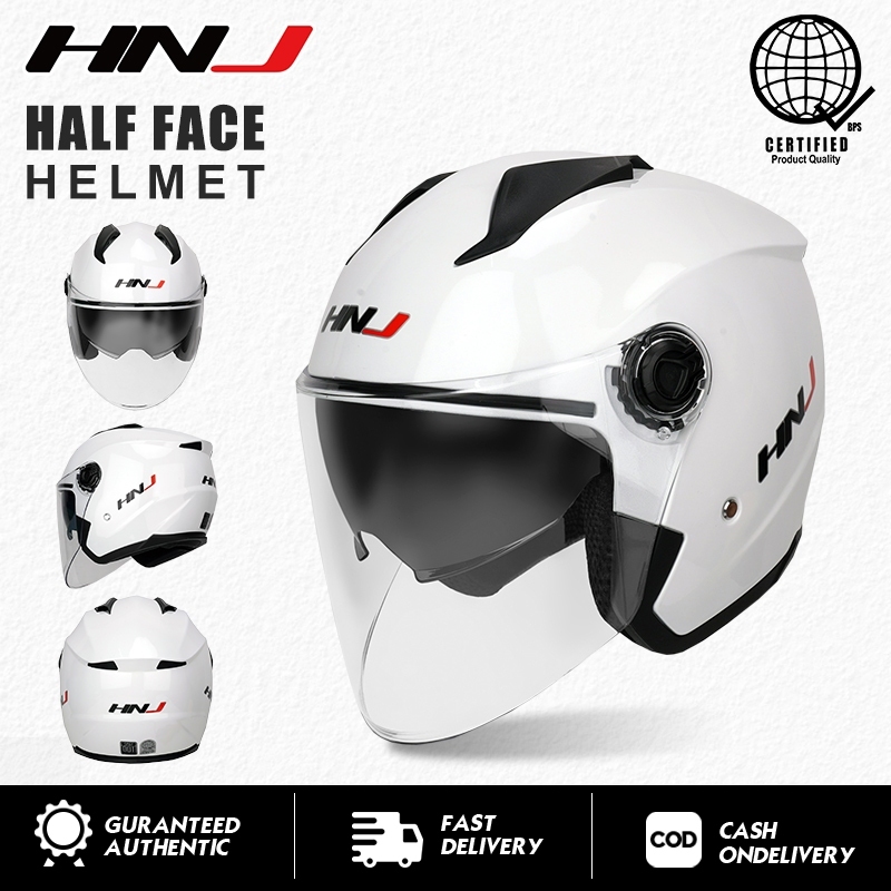 HNJ Motorcycle Half Face Helmet For Woman Dual Visor Helmet For Man ...