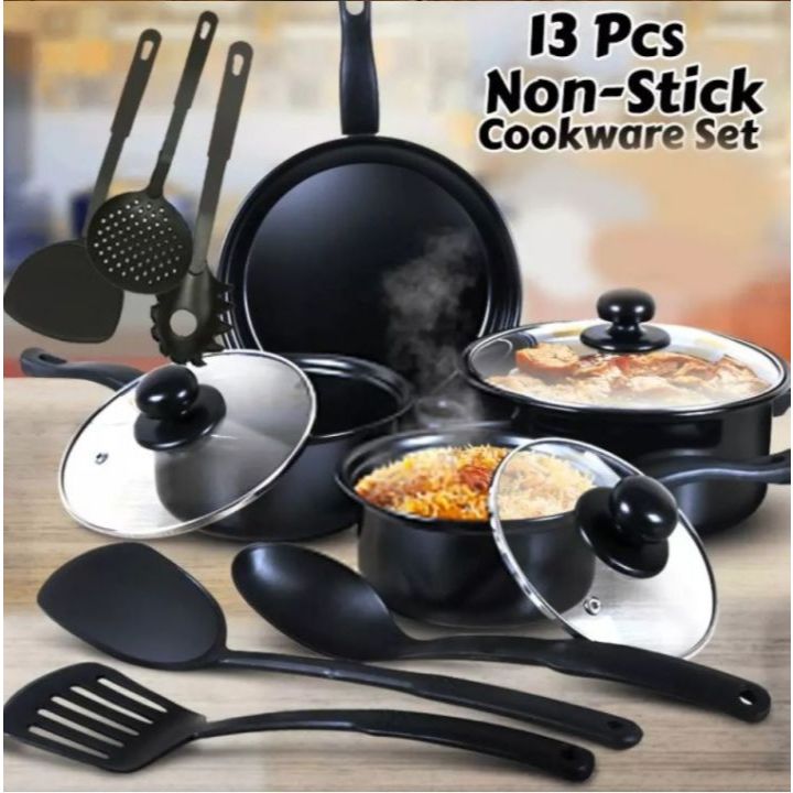 HomeCare 13pcs Cookware Set Non-Stick Pan and Pot with Utensils ...