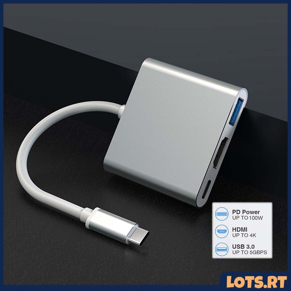 Type C To HDMI Adapter Docking Station With HDMI & 100W PD Fast Charging & USB 3.0 Female ...