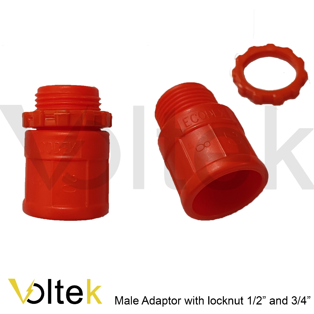 Pvc Orange Male Adaptor w/ locknut size 1/2" and 3/4" and 1" for ...