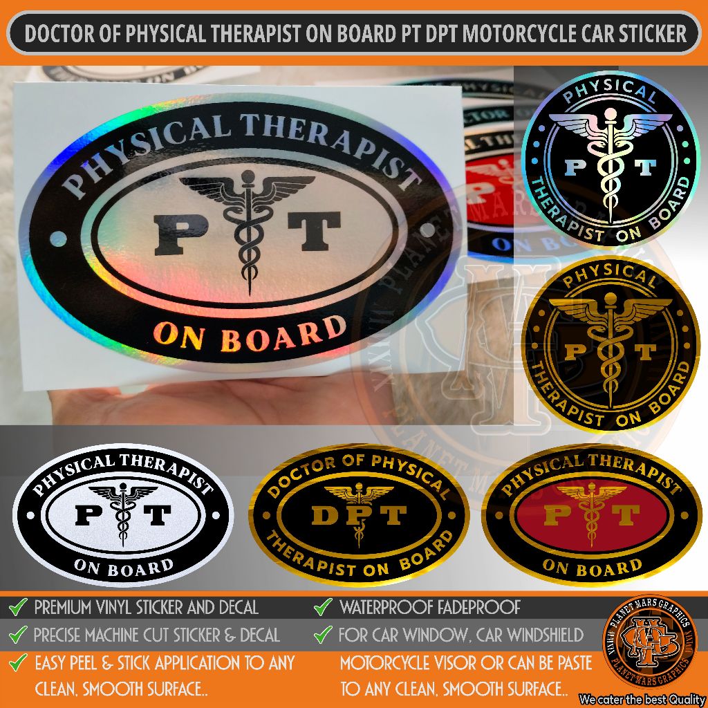 DOCTOR OF PHYSICAL THERAPY ON BOARD PT DPT CAR MOTORCYCLE STICKER ...