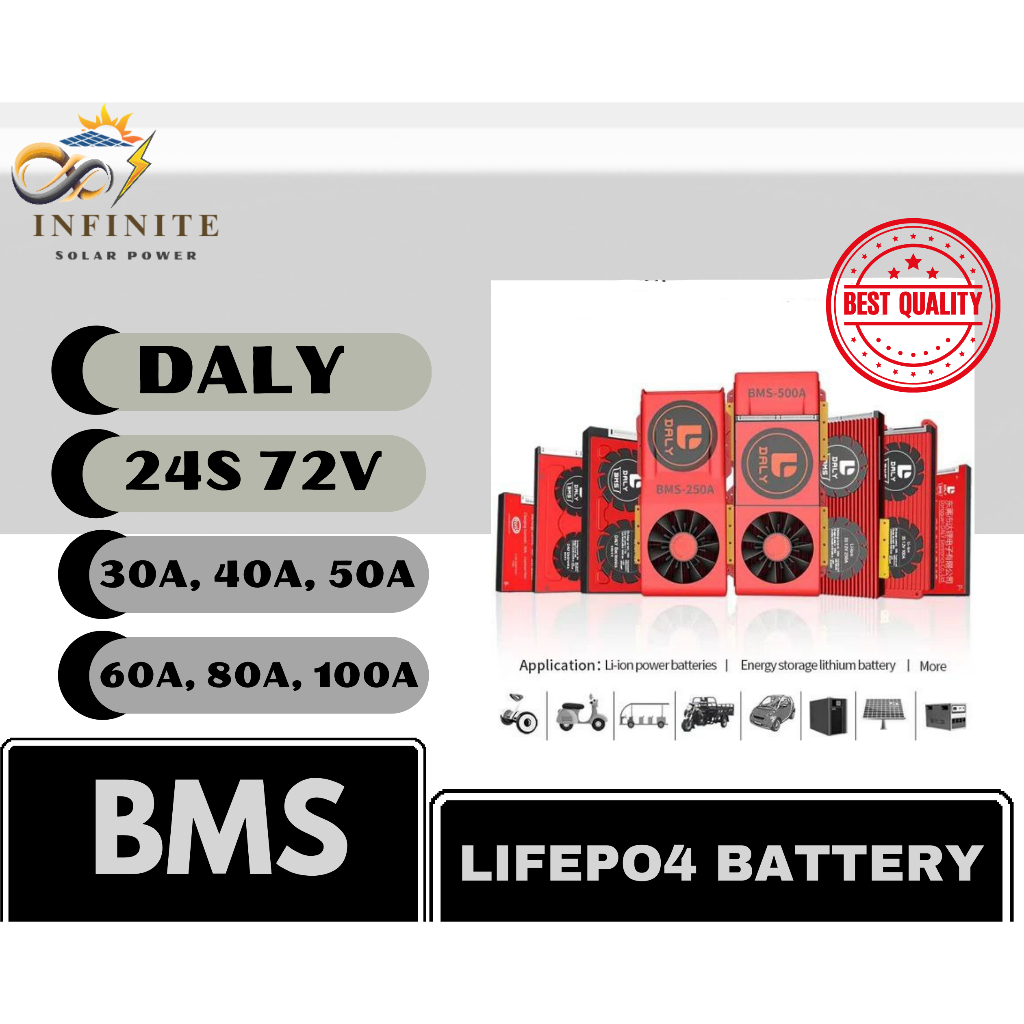 DALY BMS 24S 72V 30A, 40A, 50A, 60A, 80A, 100A, For lifepo4 32650 3.2v ...