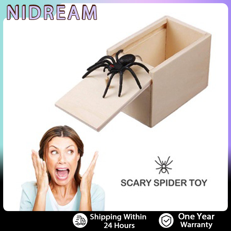 Funny Scare Spider Box Wooden Prank Spider Hidden in Case Prank Toy ...