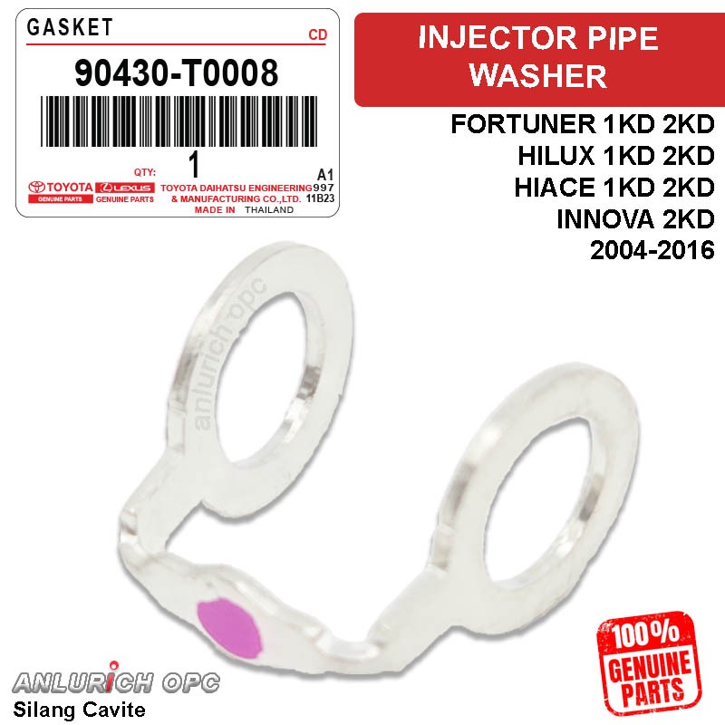 INJECTOR PIPE WASHER GASKET TOYOTA FORTUNER HIACE HILUX INNOVA 2KD 1KD ...