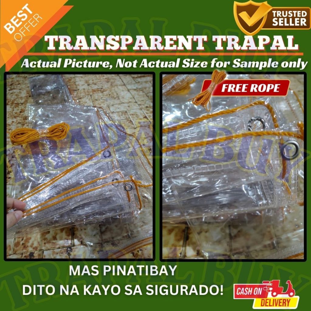 TRANSPARENT CLEAR TRAPAL TOLDA WITH EYELET AND ROPE EDGING | Shopee ...