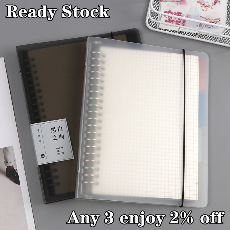 A5/B5/A4 Refillable Plastic Cover Notebook Loose Leaf 60 sheets Big ...
