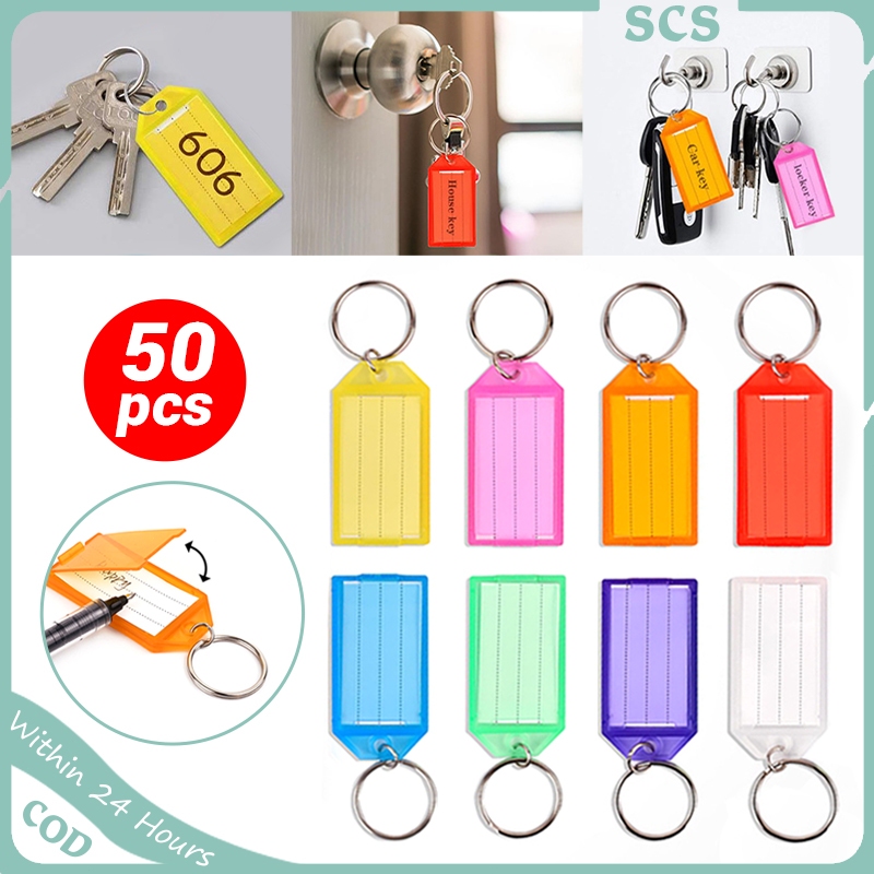 50pcs Plastic Colorful Key Tags with Label,for ID Luggage,Car Keys ...