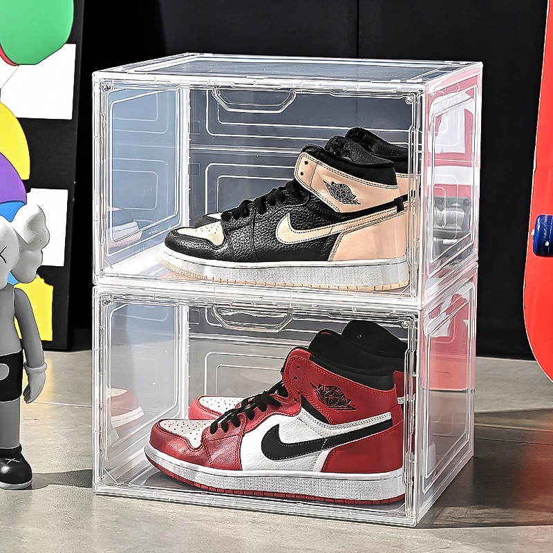 Acrylic shoe box Magnetic side drop shoebox Stackable Large Sneaker ...