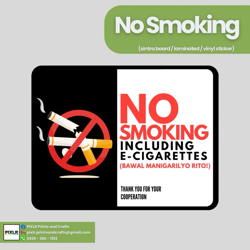 NO SMOKING Signage (A4/A5 - SintraBoard/Laminated/Vinyl Sticker ...