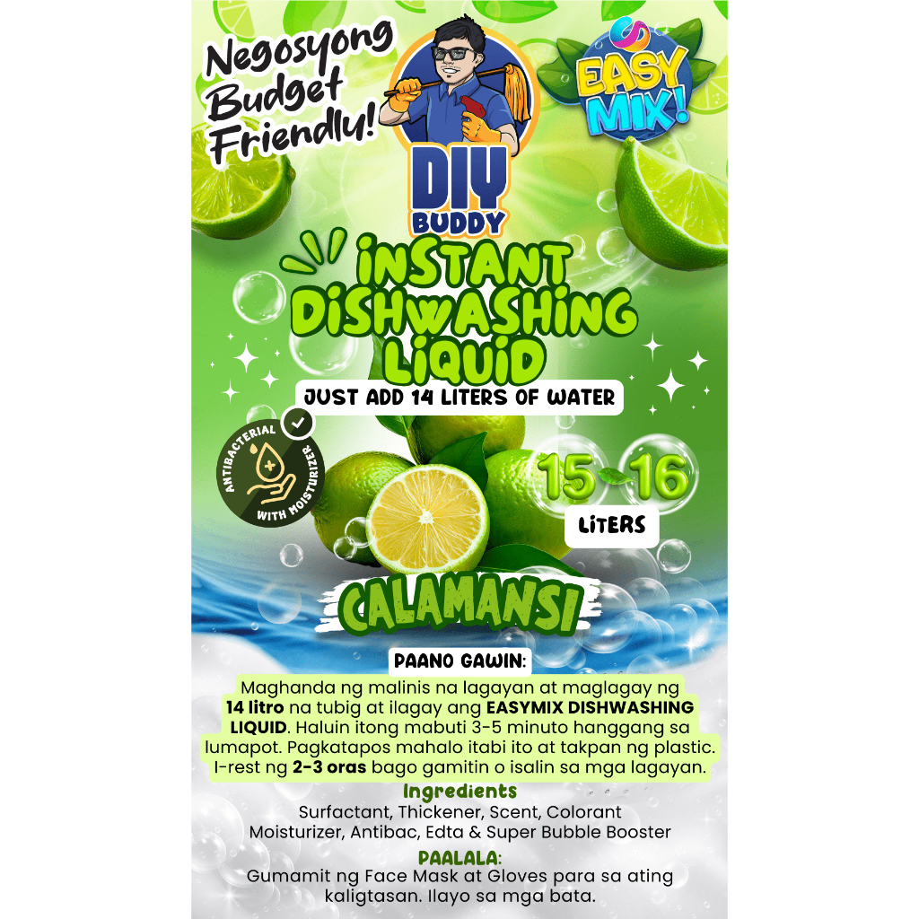 EASY MIX INSTANT DISHWASHING LIQUID - 5L or 15L Yield (DIY Buddy) | Shopee Philippines