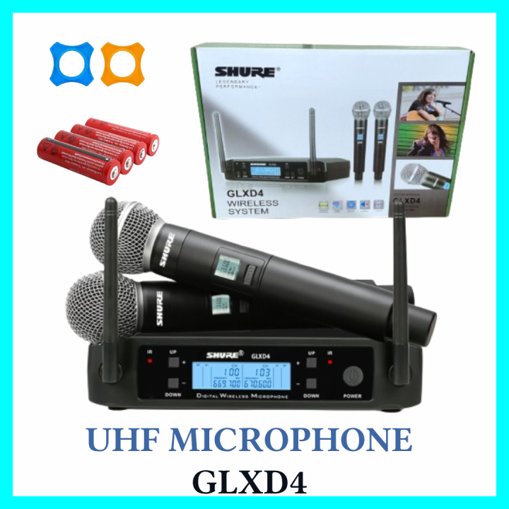 Professional GLXD4 Wireless Microphone Dual Channel GLXD Advanced series with handheld ...