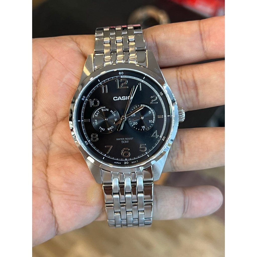 ORIGINAL CASIO Analog Black Dial Stainless Steel Men's Watch MTP-E340D-1AV / CASIO MTP-E340D-1AV ...