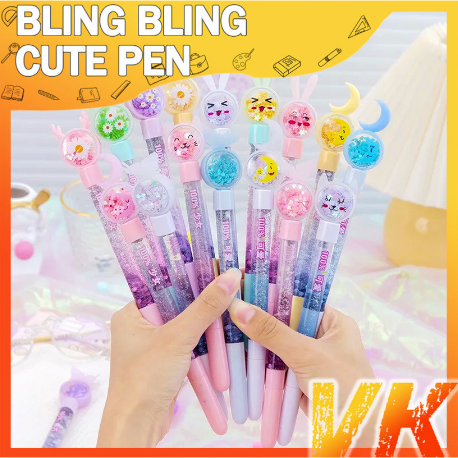 Kawaii Liquid Quicksand Gel Pen Neutral Pen Sequins Decorate Signature ...