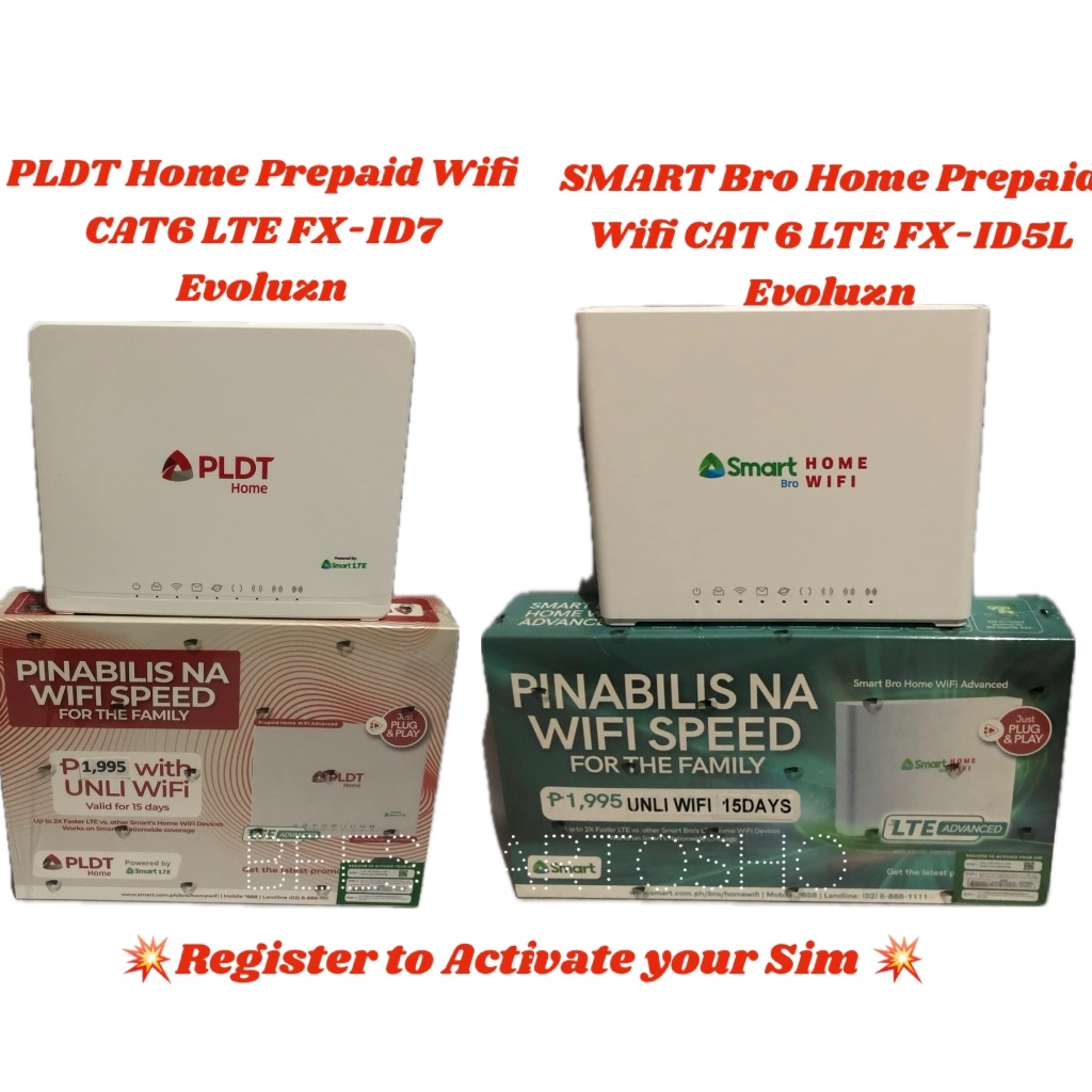 SMART BRO /PLDT Home Prepaid Wifi CAT 6 LTE FX -ID7 / ID5L Evoluzn /OPENLINE | Shopee Philippines