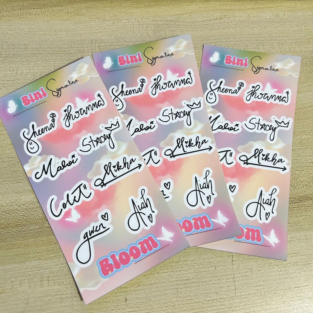 BINI Signature Sticker Sheets (Waterproof vinyl) | Shopee Philippines